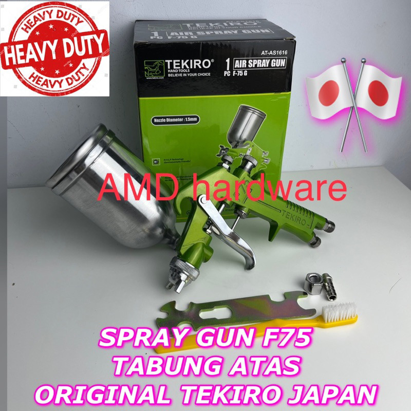 Jual TEKIRO ORIGINAL JAPAN SPRAY GUN F 75 G TABUNG ATAS SPET SEMPROTAN CAT KOMPRESOR ANGIN F75 ...