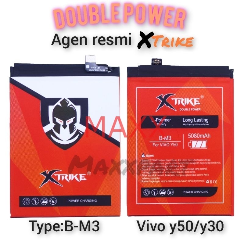 Jual baterai/batre/battery double power XTRIKE B-M3 Vivo Y50/Y30 | Shopee Indonesia