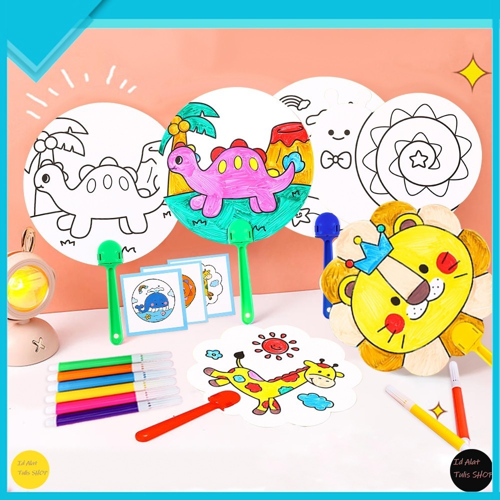 Jual Mewarnai Kipas Kartun DIY set SPIDOL / Worksheet printable ...