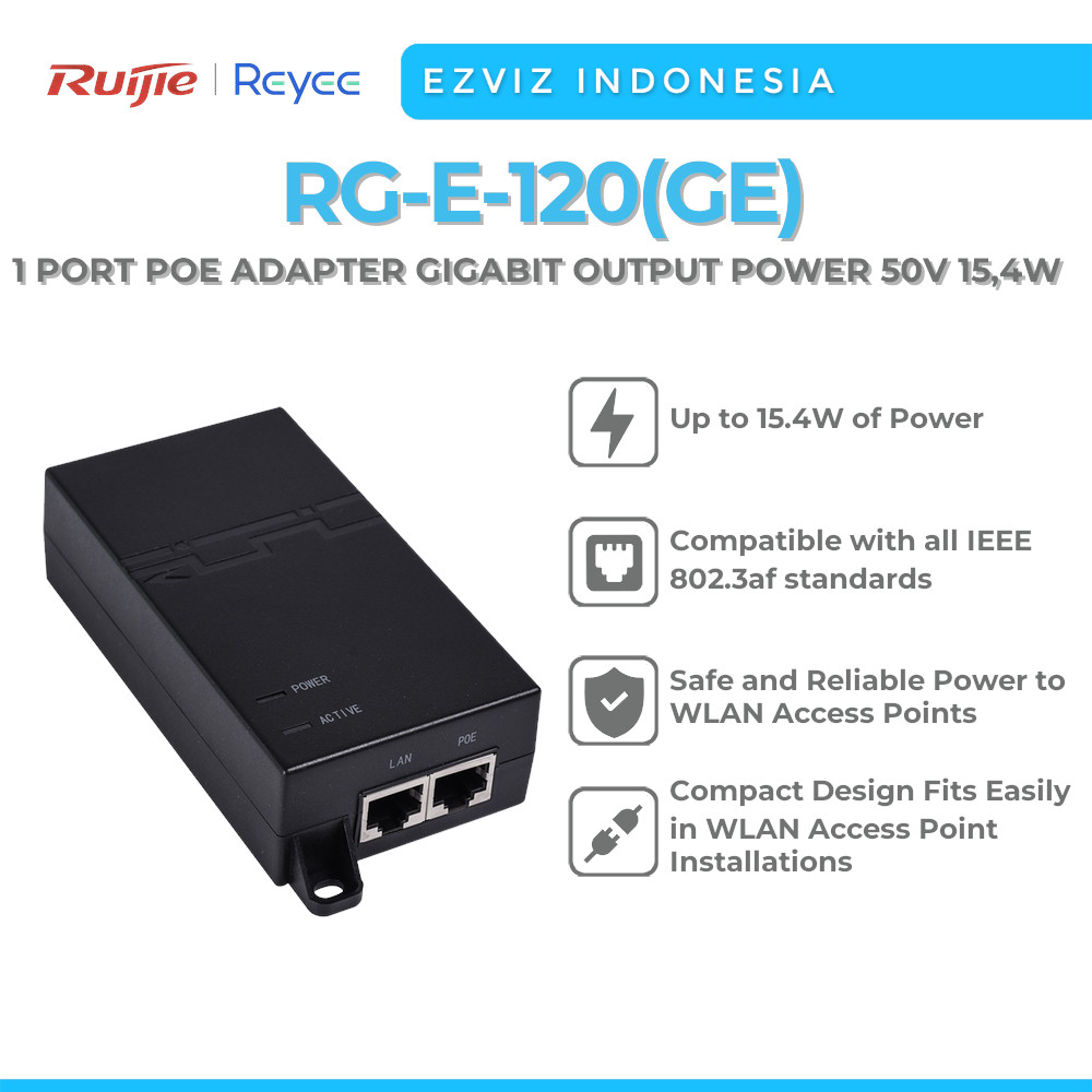 Jual RUIJIE REYEE RG-E-120(GE) 1 PORT POE ADAPTER GIGABIT OUTPUT POWER ...