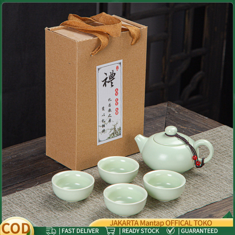 Jual CHINESE TEA POT SET CERAMIC 4 CUP / TEKO TEH CHINA 4 CANGKIR ...