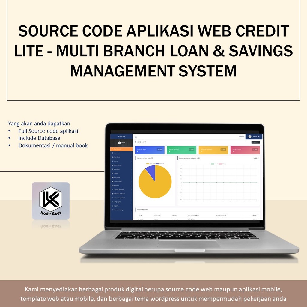 Jual SOURCE CODE APLIKASI WEB CREDIT LITE - MULTI BRANCH LOAN & SAVINGS ...