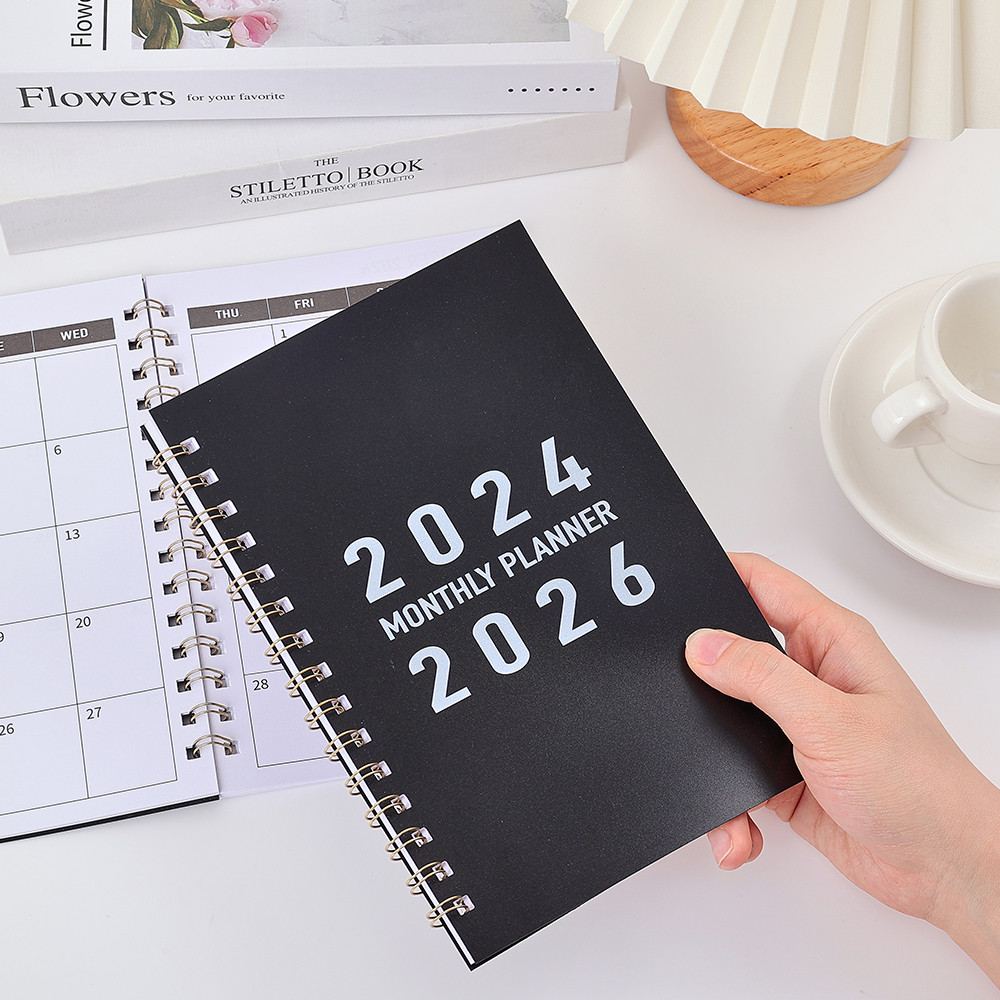 Jual 29 sheets 2024-2026 Monthly Planner Black PVC Waterproof Cover ...