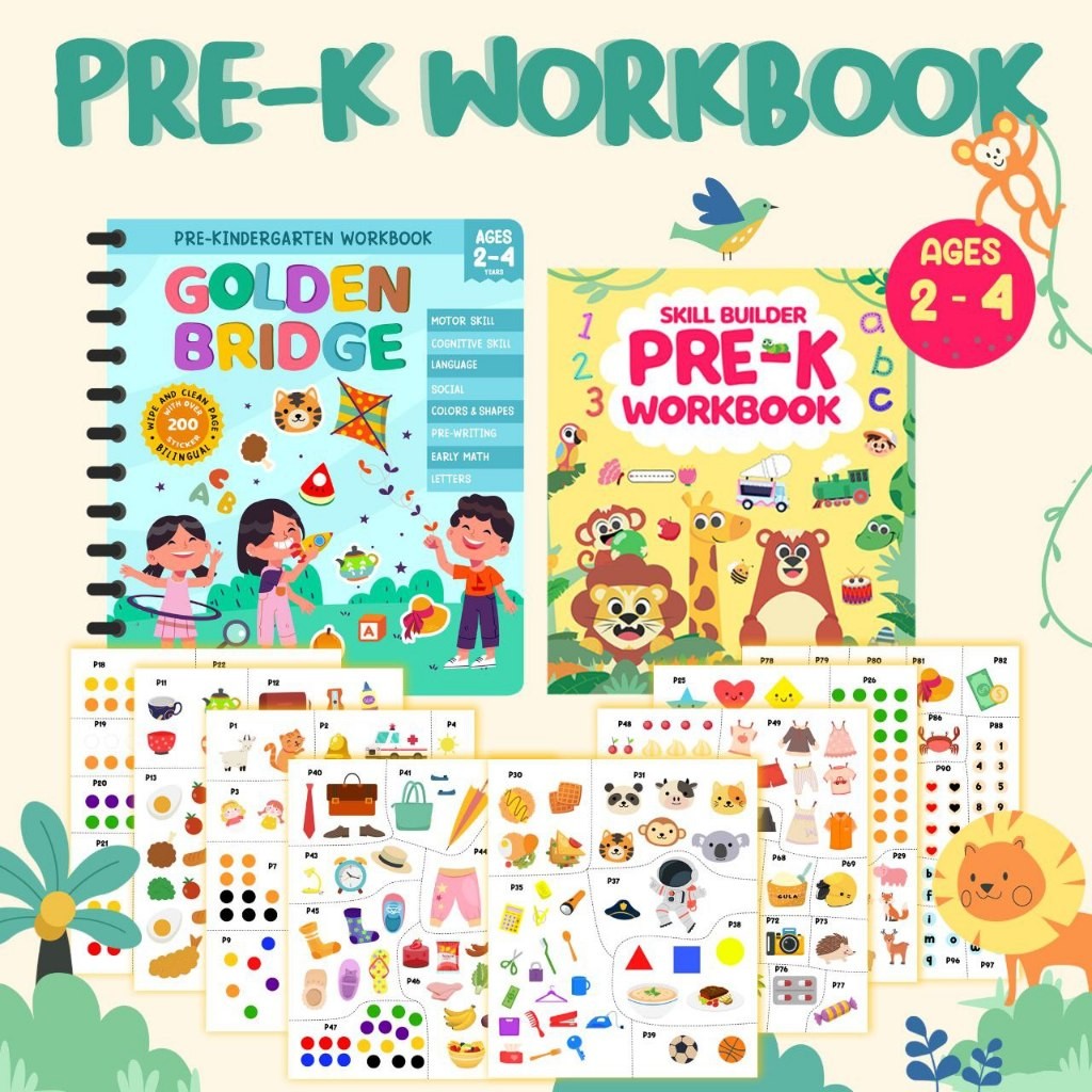 Jual 2 buku Paket Workbook golden bridge wipe and clean pre-k workbook ...