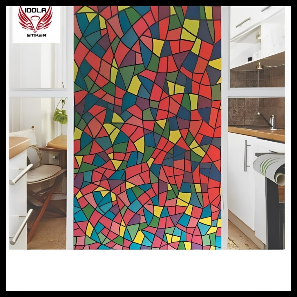 Jual STIKER KACA STICKER KACA MOTIF MOSAIK ORANGE HIJAU TERMURAH KACA ...