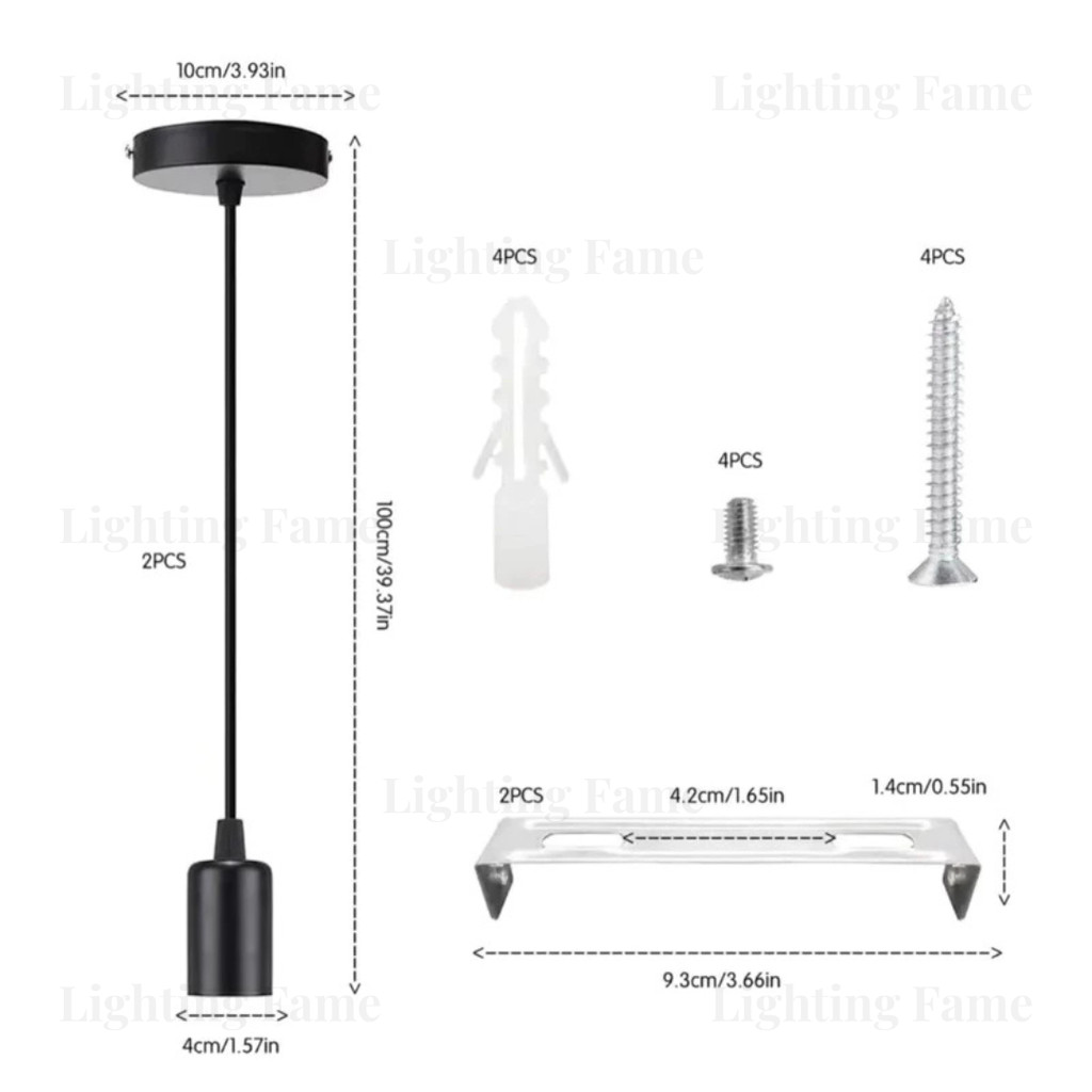 Jual LIGHTING FAME **GARANSI 1 TAHUN** Fitting Lampu Gantung E27 Model A12 Hitam putih LF ...