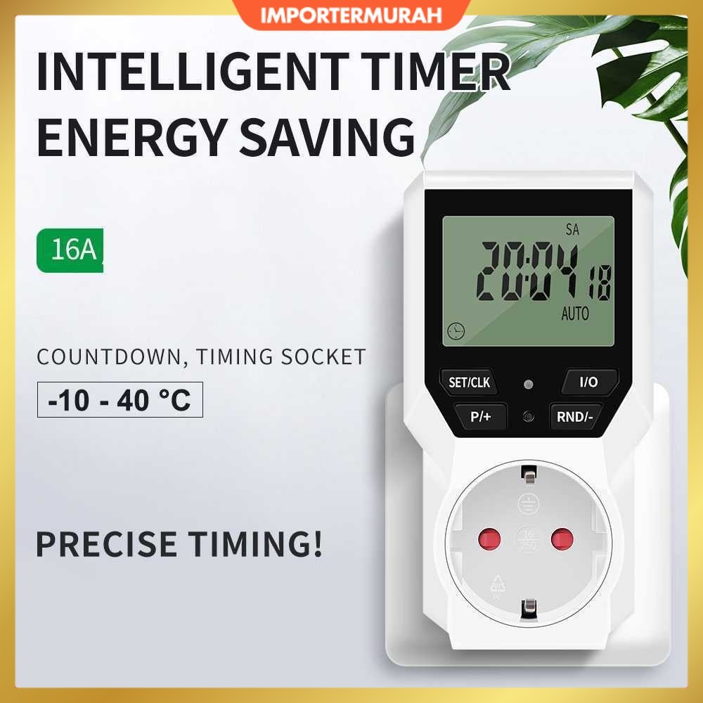 Jual Stop Kontak Timer Programmable LCD EU Socket 16A 230V - TM07 | Shopee Indonesia
