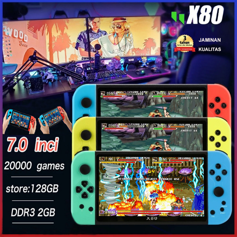 Jual Portable X80 Gameboy 7.0 Inci PSP Retro Video Game Console 8GB ...