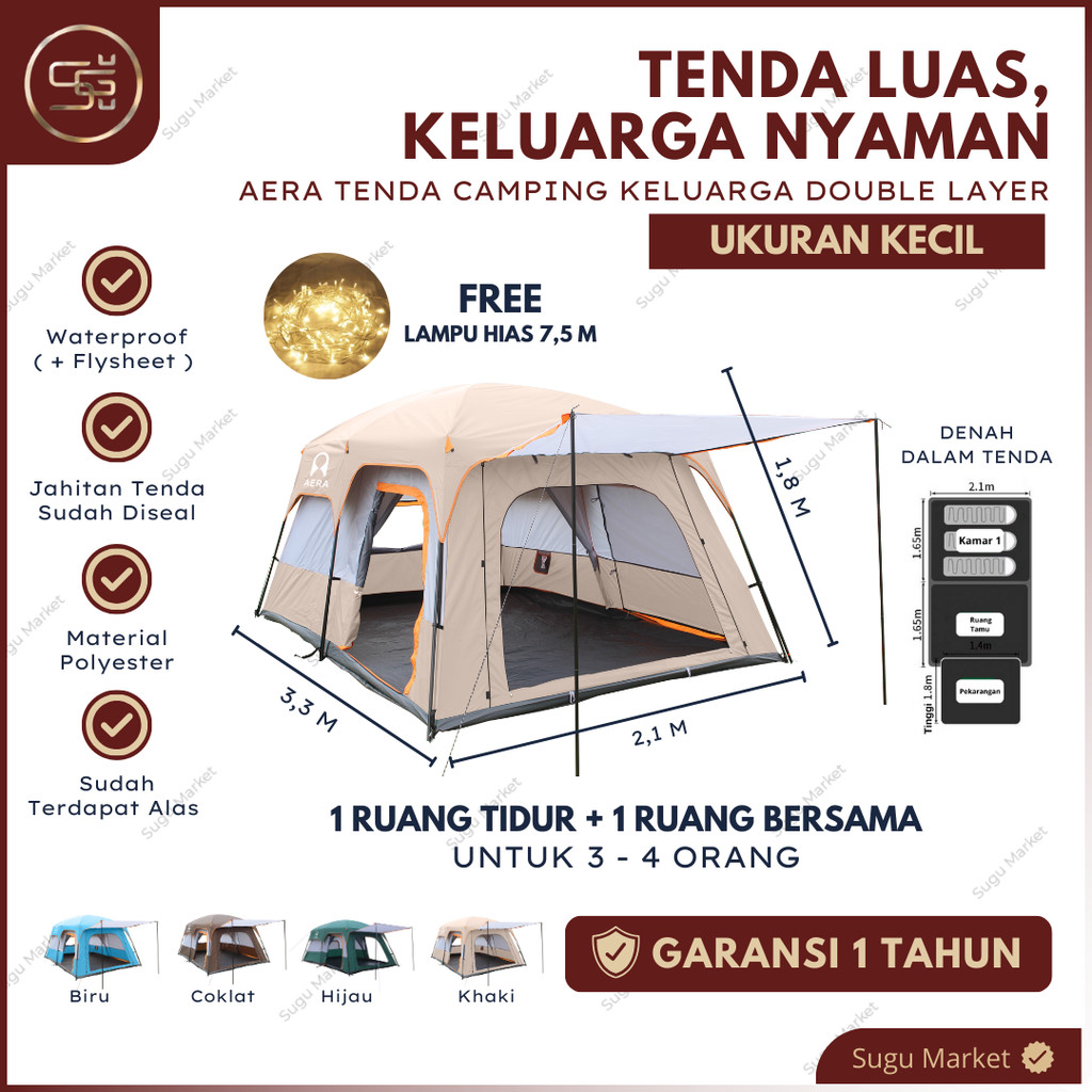 Jual [GARANSI 1 TAHUN] Tenda Camping Kecil 3-4 Orang | Tenda 3-4 Orang ...