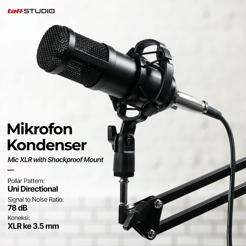 Jual TaffSTUDIO Mikrofon Kondenser Studio Mic XLR with Shockproof Mount ...