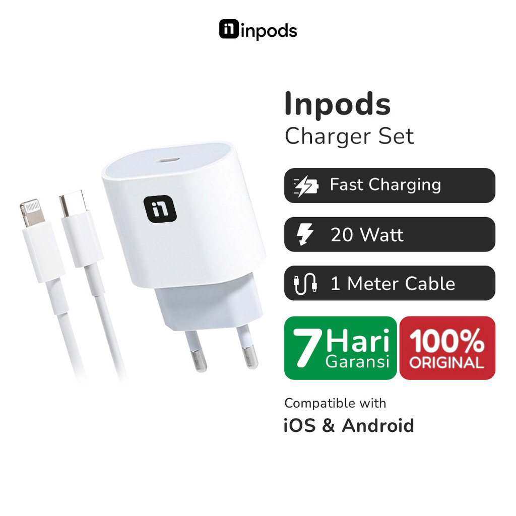 Jual InPods Charger MFI Full Set 20W Type C to Lightning Fast Charging ...