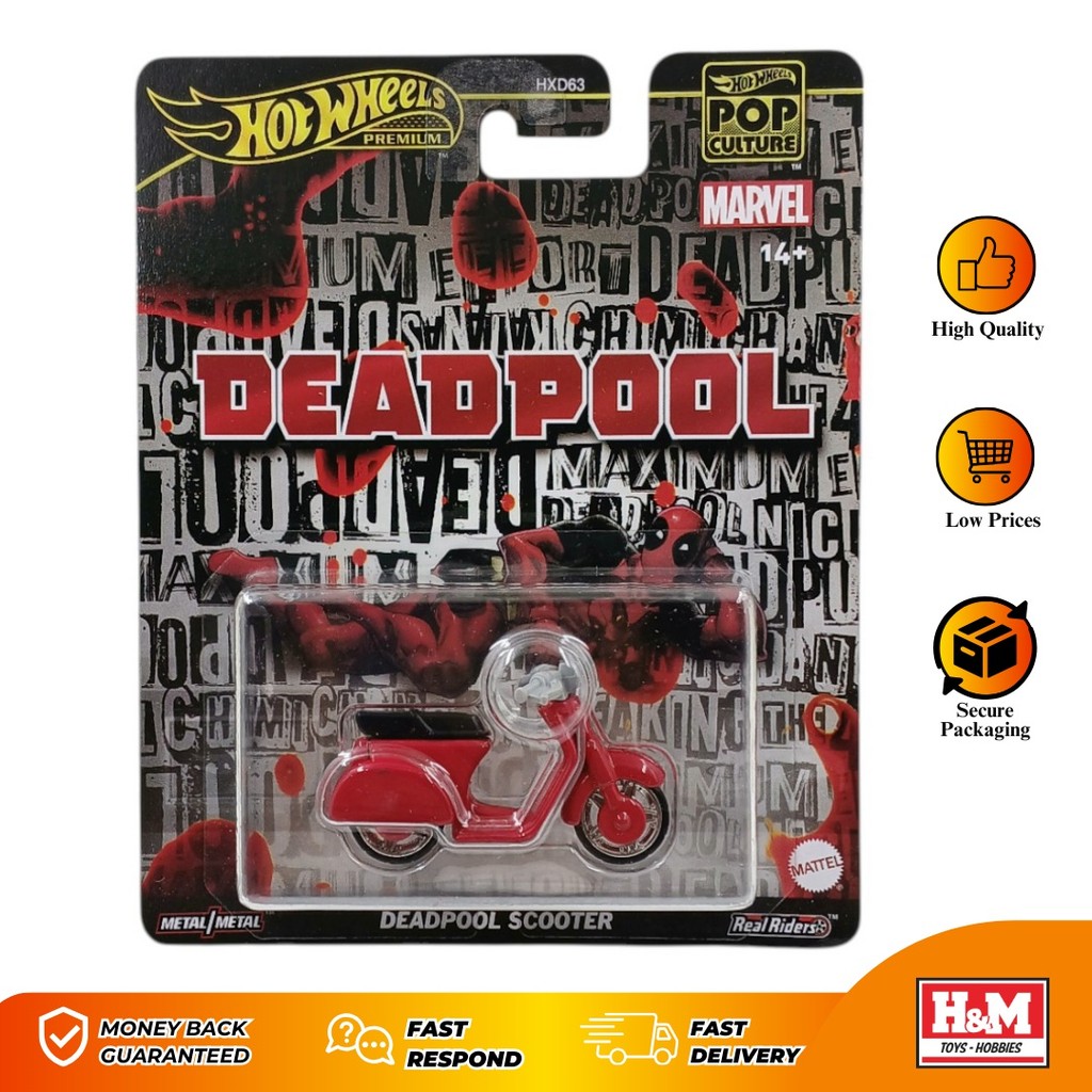 Jual Hot Wheels Premium Deadpool Scooter Merah - Hot Wheels Pop Culture ...