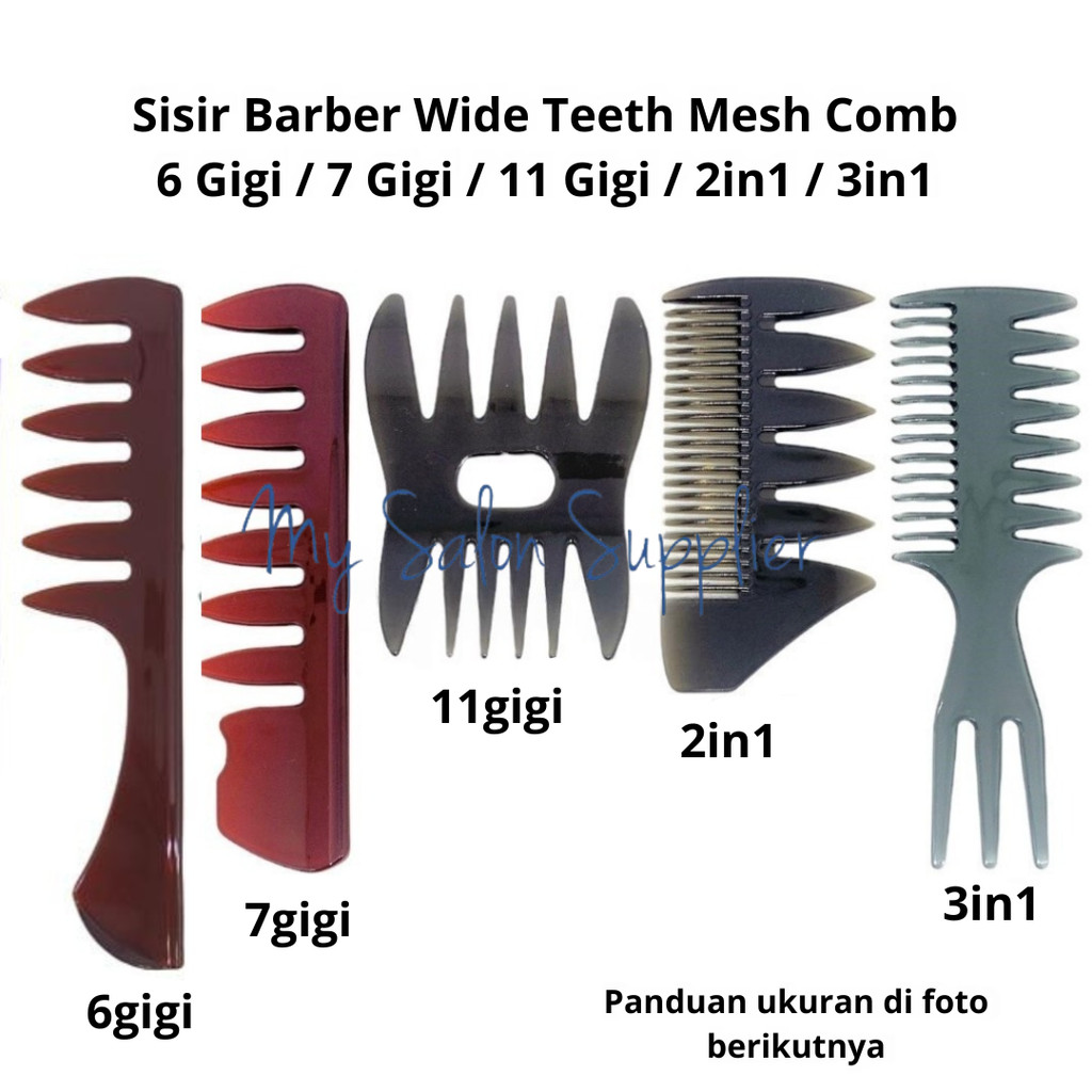 Jual Sisir Barber Wide Teeth Mesh Comb 6 Gigi / 7 Gigi / 11 Gigi / 2in1 ...