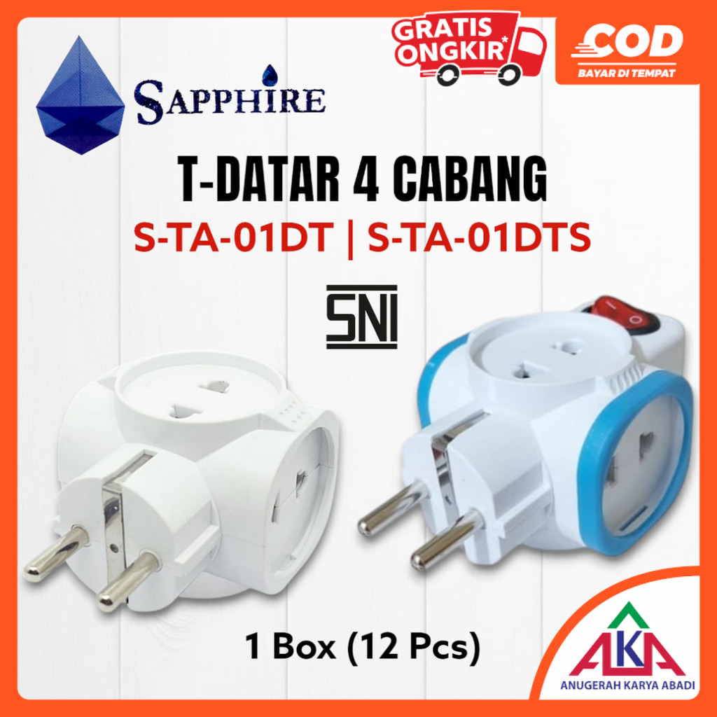 Jual SAPPHIRE Stop Kontak Arde CABANG 4 Bulat Datar Tombol Saklar ...