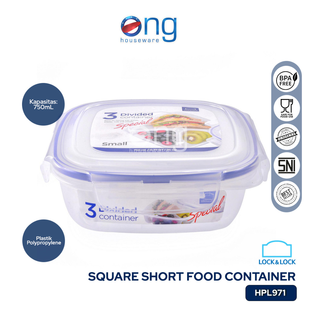 Jual Locknlock Kotak Bekal Tempat makan Square Short Food PP Container ...