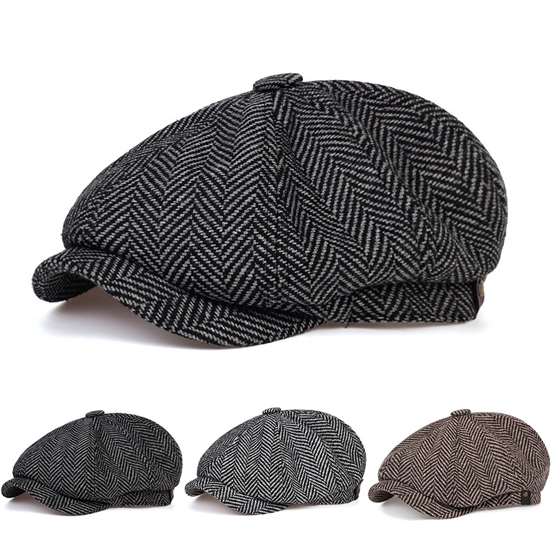 Jual Retro Newsboy Caps Men British Painters Hats Autumn Winter Berets ...
