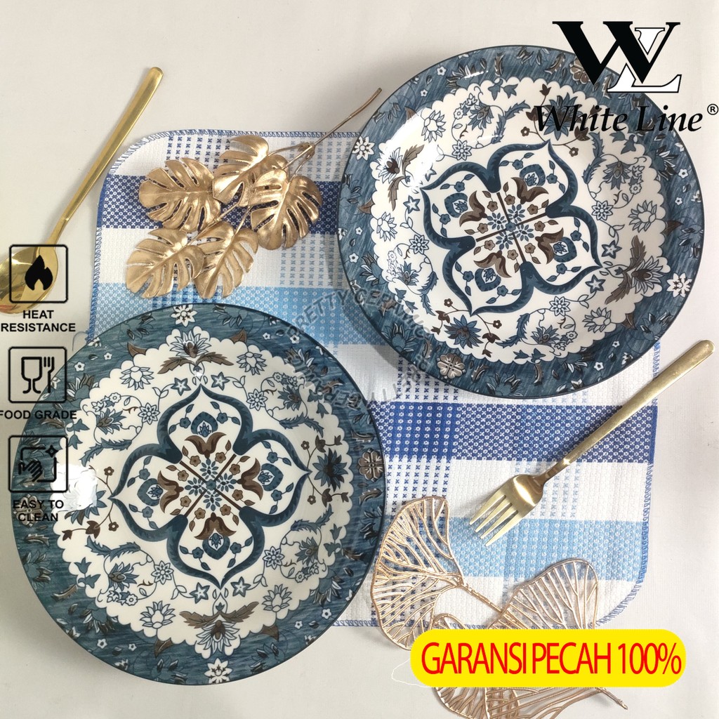 Jual Piring Aesthetic WHITE LINE Dinner Plate 9,25in AZURA Omega Piring ...