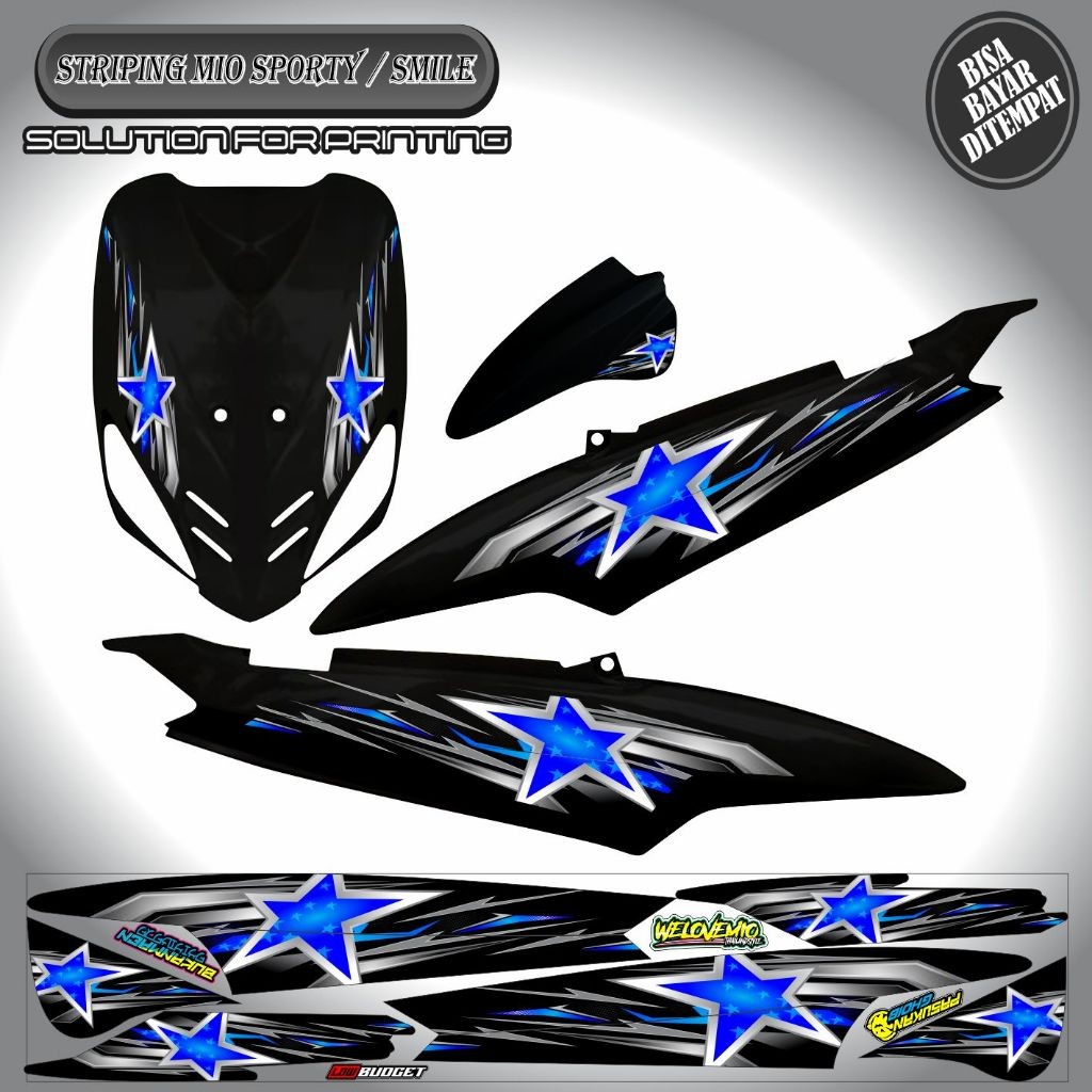 Jual STRIPING VARIASI STICKER YAMAHA MIO SPORTY / MIO SMILE MOTIF BINTANG | Shopee Indonesia