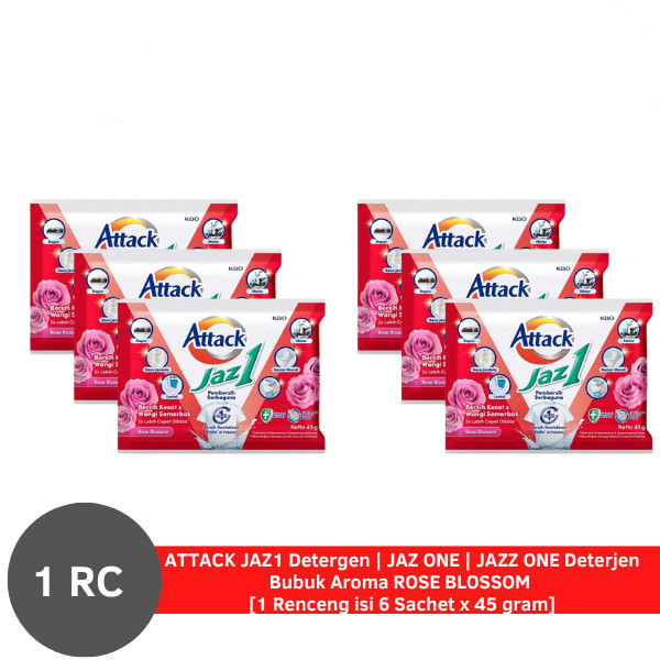 Jual ATTACK JAZ1 Detergen JAZ ONE JAZZ ONE Deterjen Bubuk Aroma ROSE BLOSSOM 1 Renceng isi 6 ...