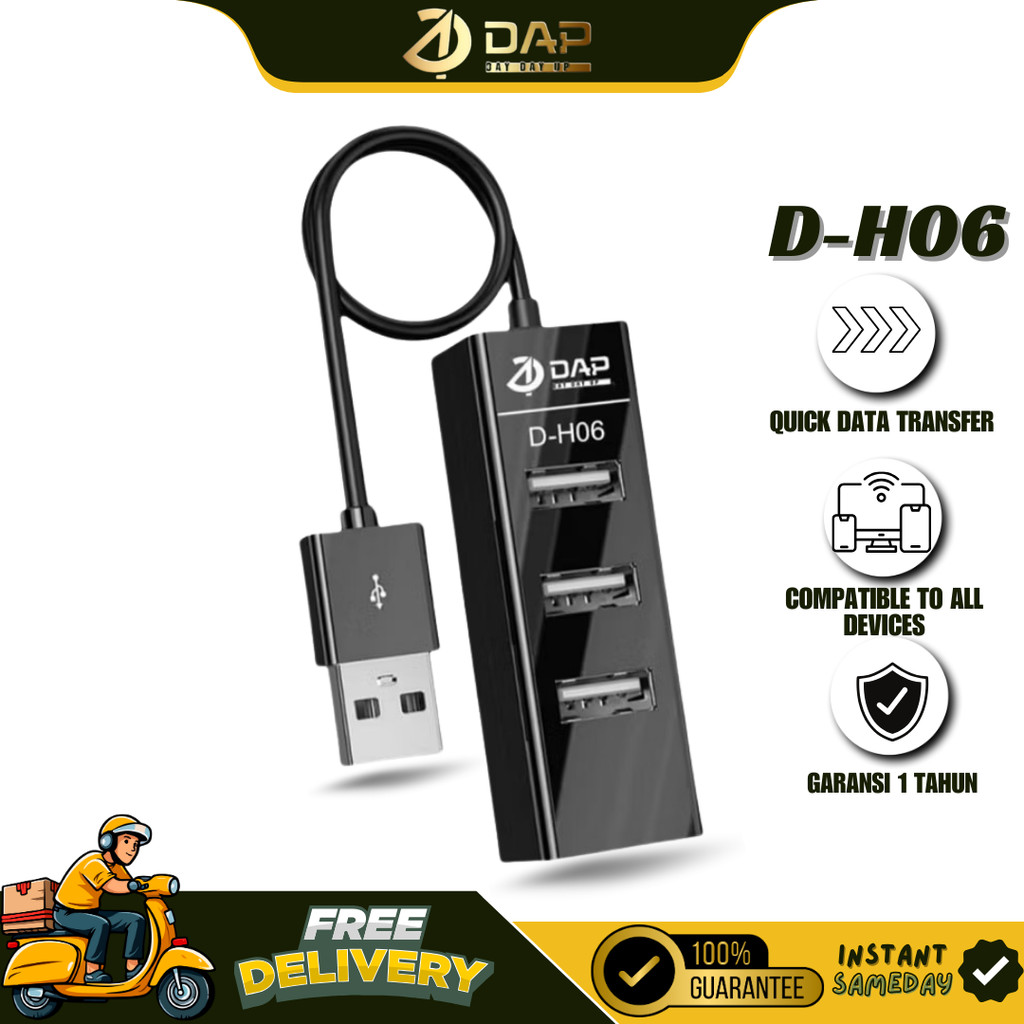 Jual DAP D-H06 USB HUB 4 Ports USB HUB 100 cm Original - Garansi Resmi 1 Tahun | Shopee Indonesia