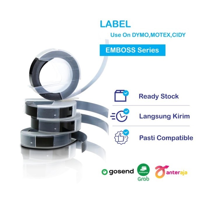 Jual CATRIDGE PITA TINTA LABEL PRINT REFIL ISI ULANG DYMO EMBOSS BLACK ...