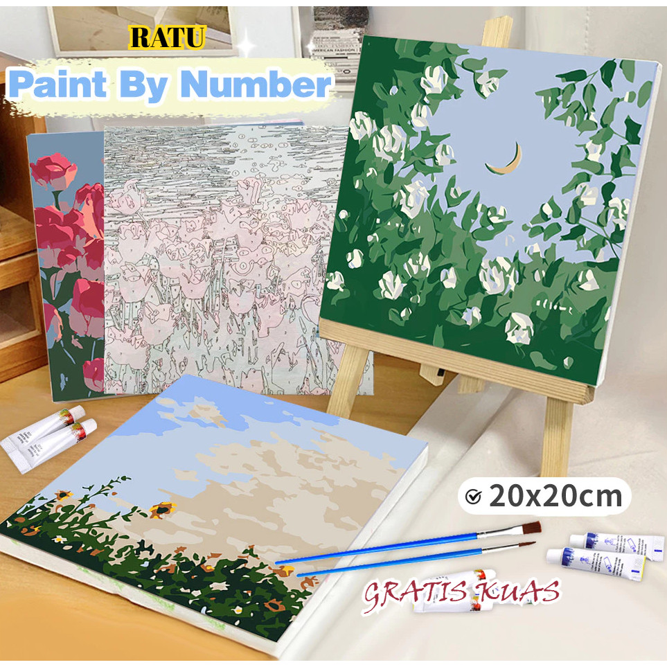 Jual Paint By Number 20x20cm Melukis DIY Keranjinan Tangan Painting Kit ...