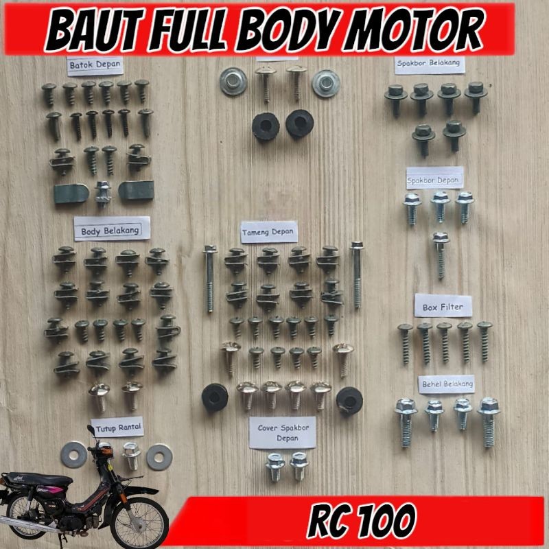 Jual COD Baut Full Set Cover Body Suzuki RC100 RC 100 Bravo 2 Tak 2T ...