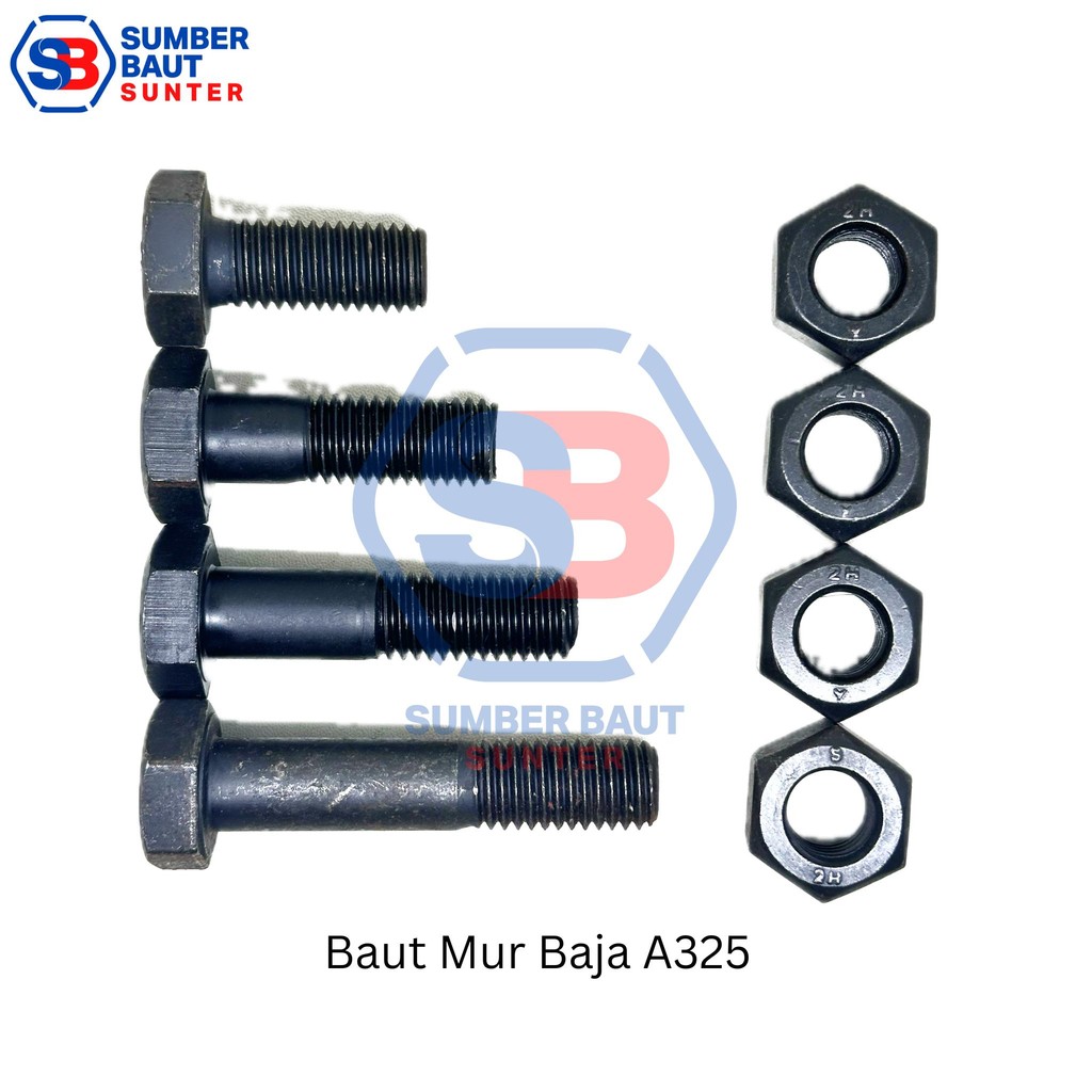 Jual 1/2" x 2" Baut Baja HTB Grade ASTM A325 + Mur 2H | Shopee Indonesia