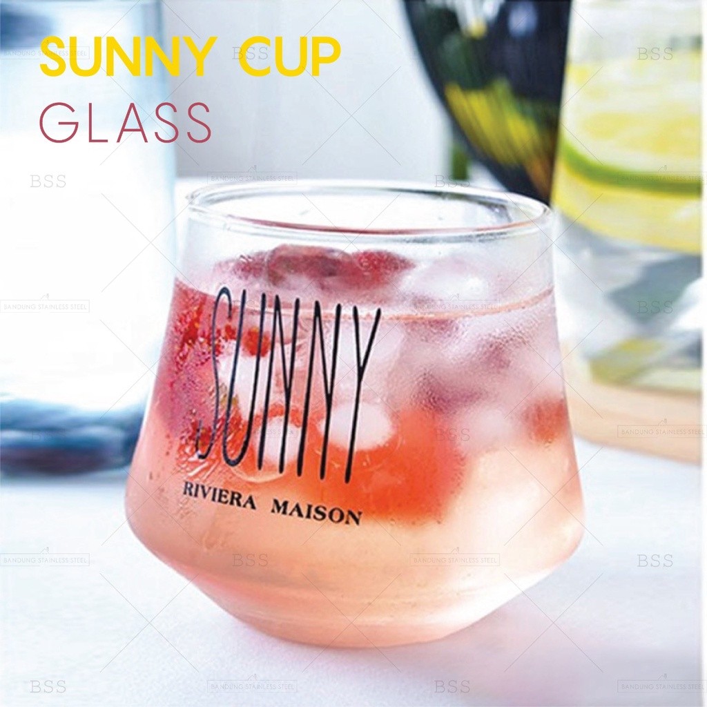 Jual Gelas Kaca Kristal 420ML Juice Jus Susu Kopi Sunny Simple Cangkir ...