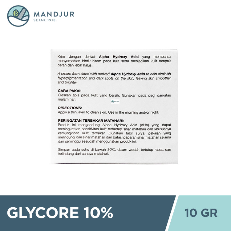 Jual Glycore 10% Cream 10 g - Menyamarkan Kulit Gelap dan Flek Hitam ...