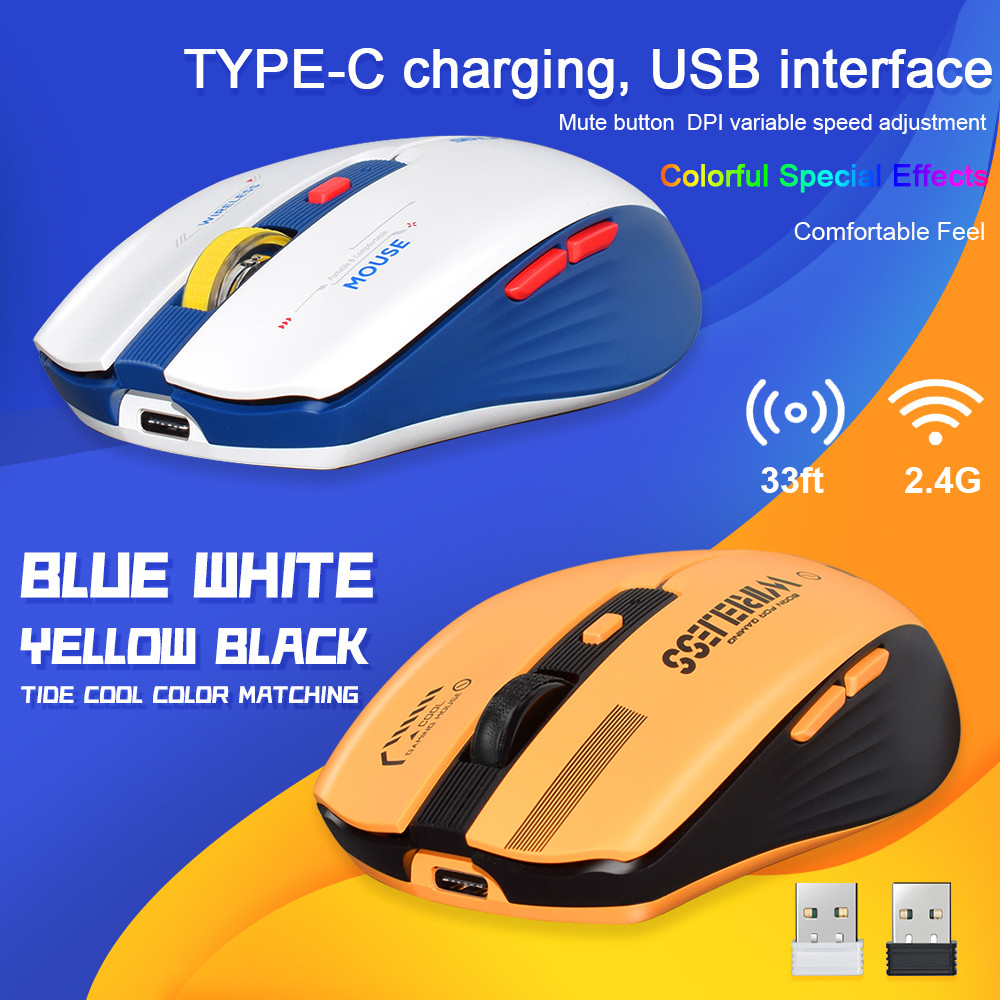 Jual LT-T19 Ergonomic Rechargeable Gaming Mouse USB 2.4G Wireless RGB ...