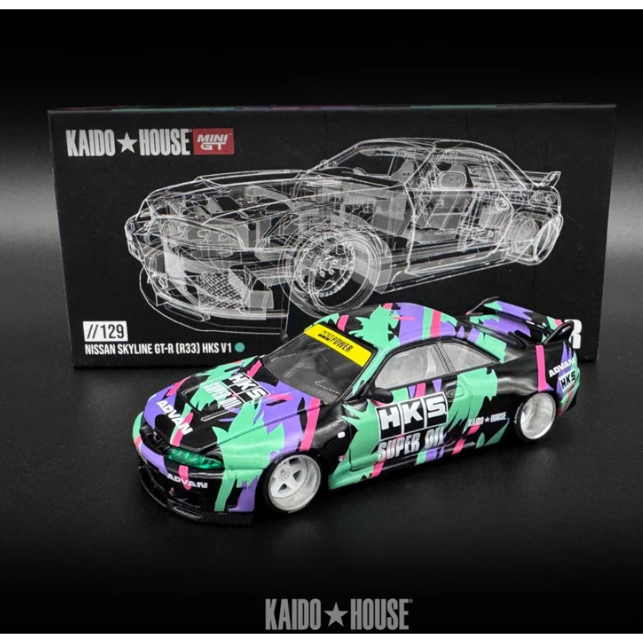 Jual Kaido House Mini GT Nissan Skyline GT-R (R33) HKS V1 No 129 KHMG129 | Shopee Indonesia