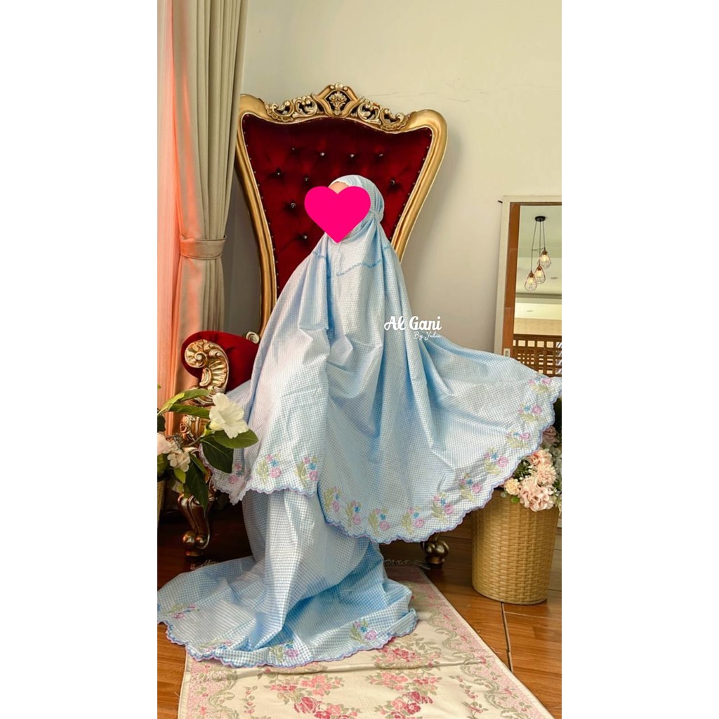 Jual Mukena AL GANI Katun Border Biru motif kotak TERBARU by ...