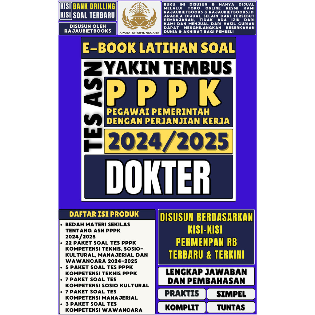 Jual LATIHAN SOAL PPPK DOKTER TENAGA KESEHATAN 2024/2025 TERBARU DAN ... Jual LATIHAN SOAL PPPK DOKTER TENAGA KESEHATAN 2024/2025 TERBARU DAN ...