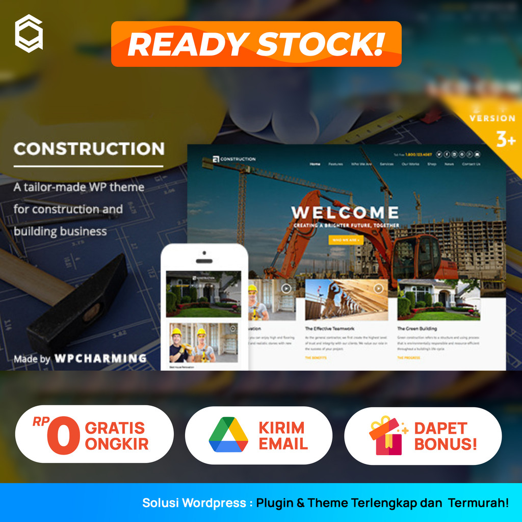 Jual Construction Business Theme Wordpress Company Profile Lifetime | Shopee Indonesia