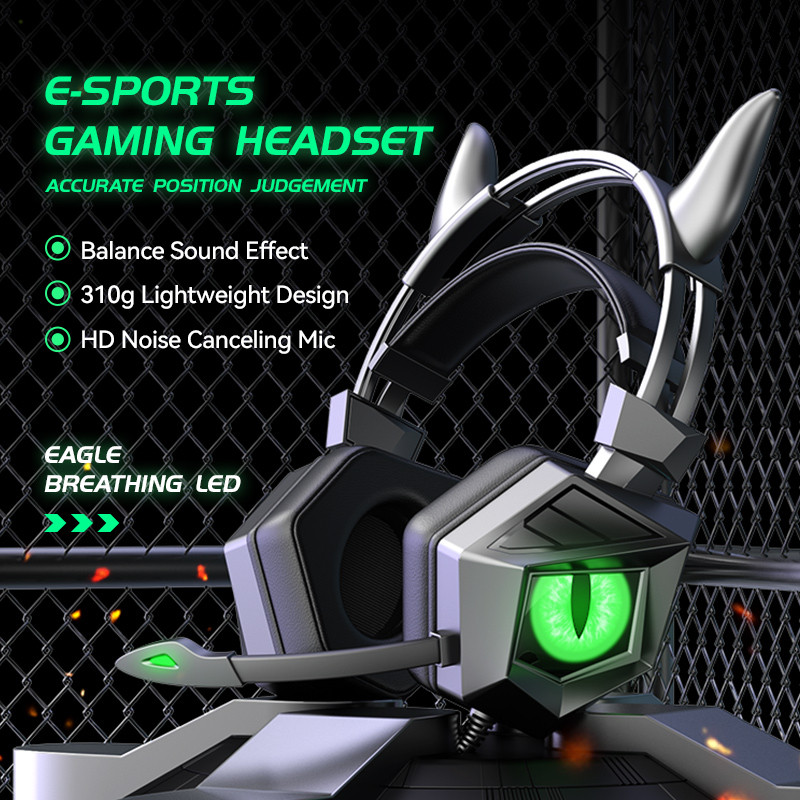 Jual E-sport Wired Headphone Cool Eagle Eye Design LED Breathing Light ...