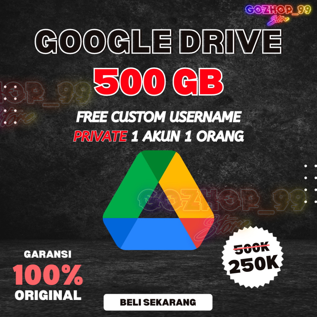 Jual Google Drive Unlimited Max 500GB Private Storage Lifetime ...