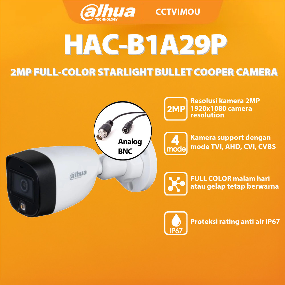Jual DAHUA HAC-B1A29P 2MP FULL-COLOR STARLIGHT 4IN1 BULLET COOPER CAMERA | Shopee Indonesia