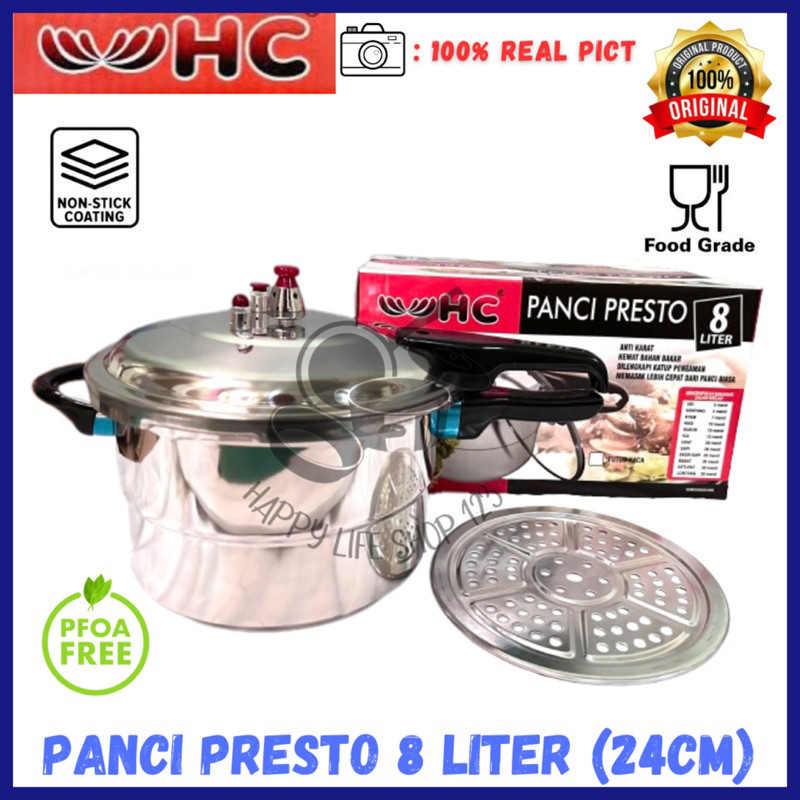 Jual Presto 8 Liter HC / Panci Presto 8ltr+Steamer HC / Panci Presto 8 Liter | Shopee Indonesia