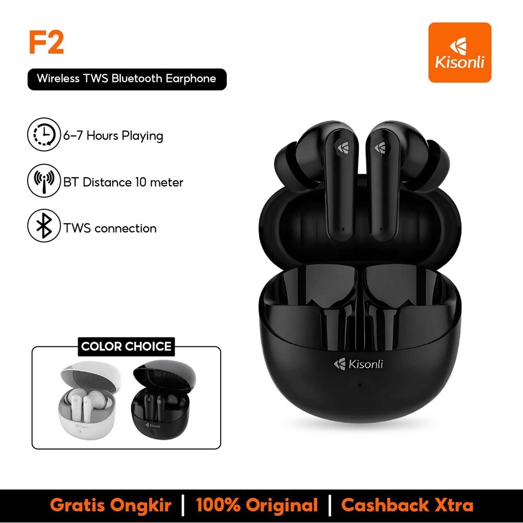 Jual KISONLI TWS Earphone Bluetooth F2 Sport Gaming Headset Wireless ...