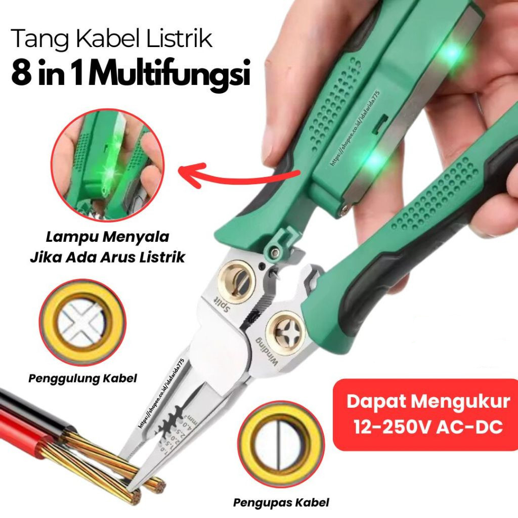 Jual GOS-C403-8 in 1 Tang Listrik Tespen Multifungsi Pengupas Kawat ...