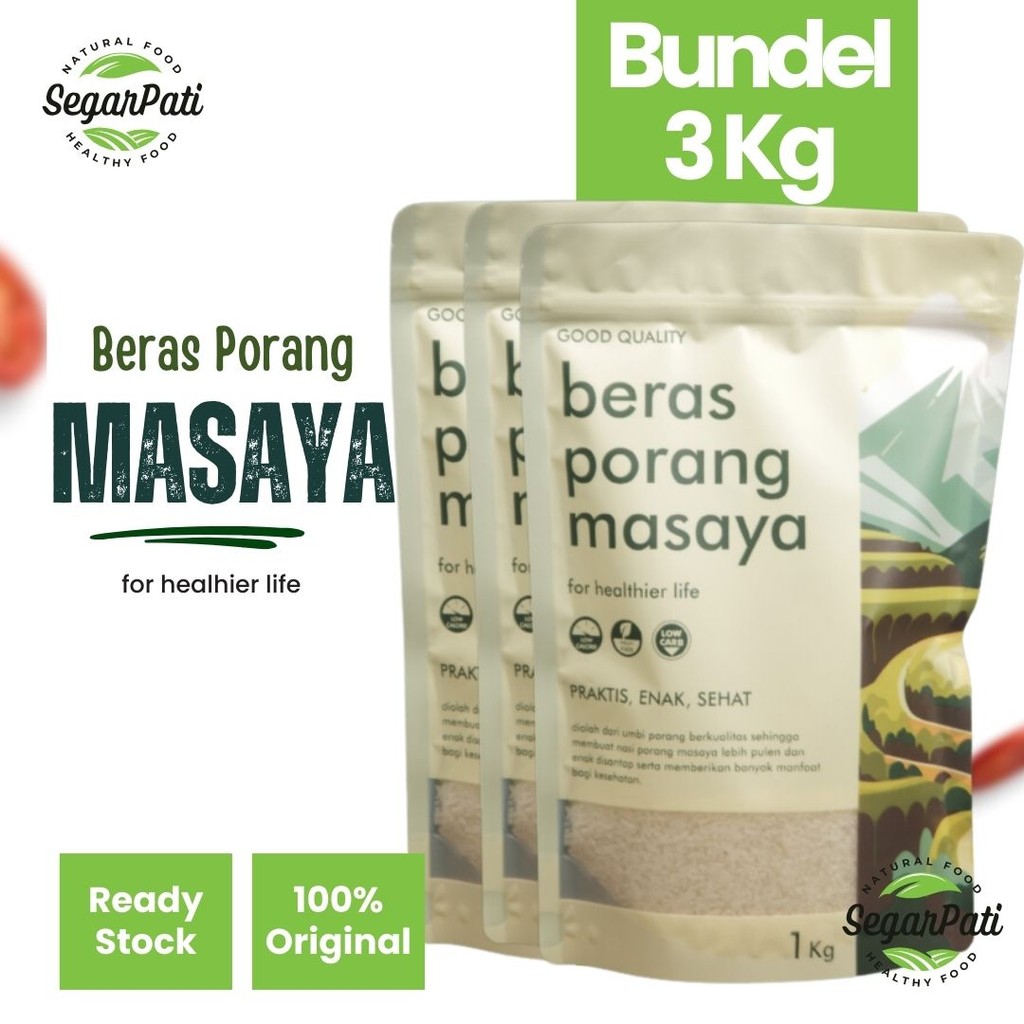 Jual PAKET BUNDLE 3 KG MASAYA BERAS PORANG - beras porang shirataki ...