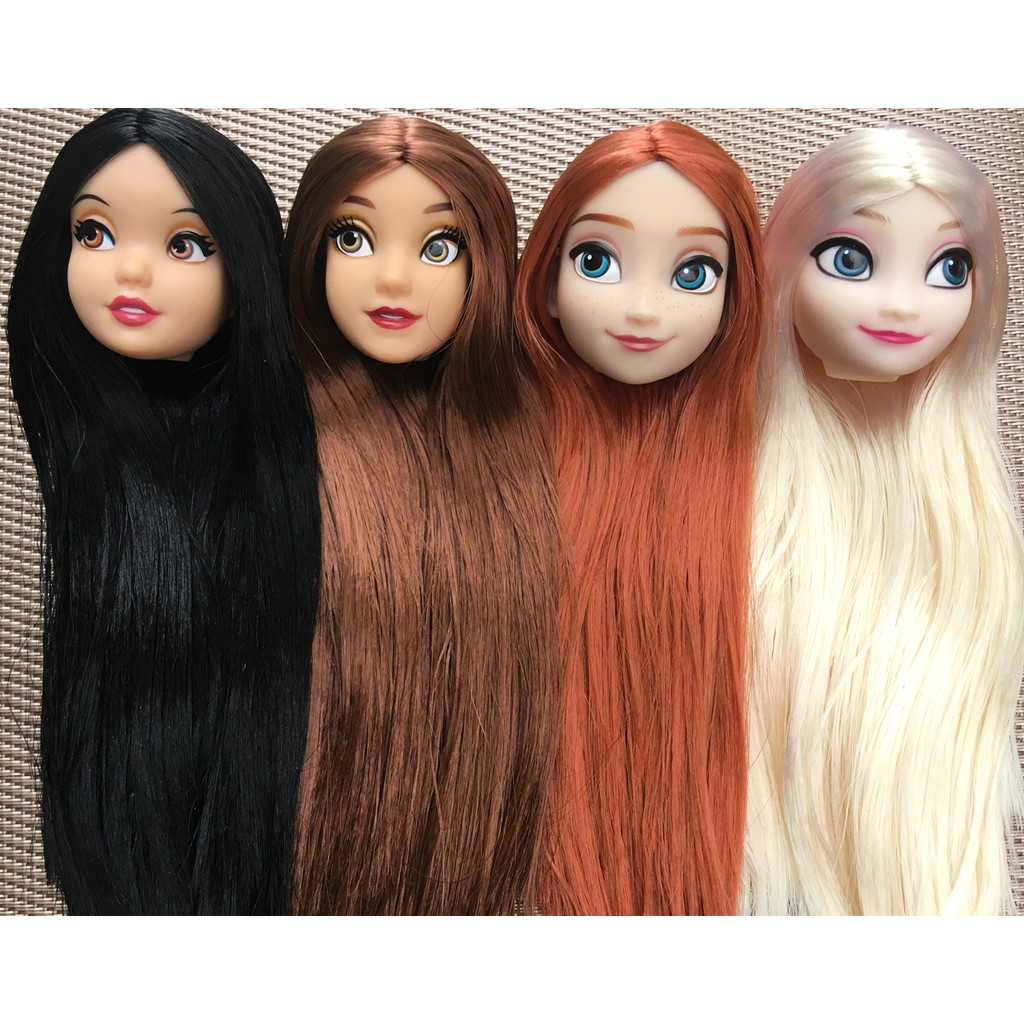 Jual Lovely Princess Bald Head DIY Planting Long Soft Hair Doll Head ...