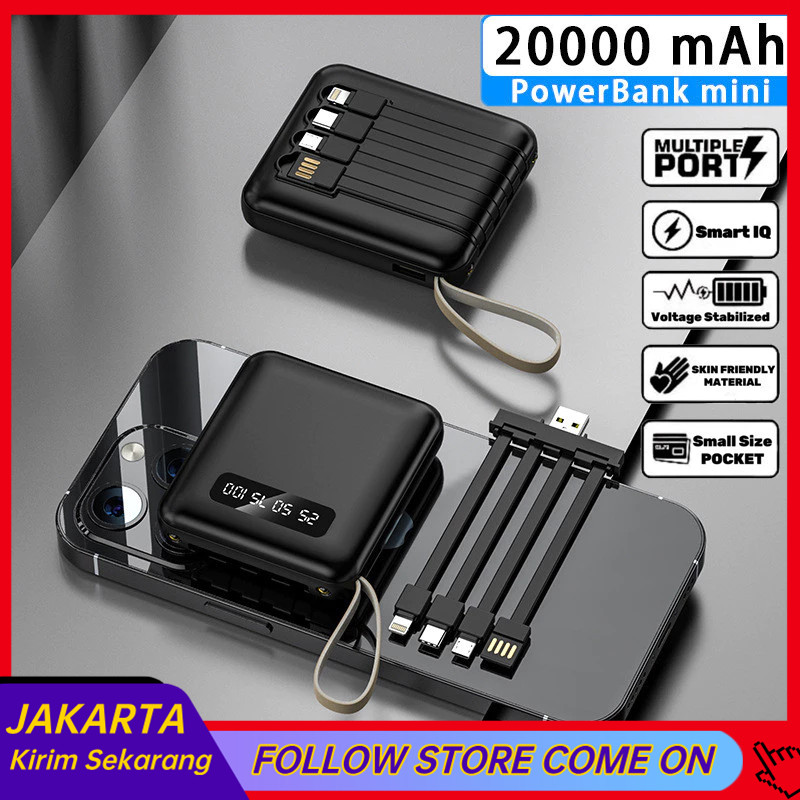 Jual Powerbank 20000mAh 4 Kabel Fast Charging Full Capacity baterai ...