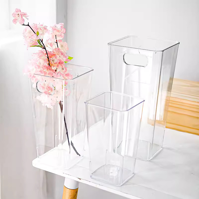 Jual Vas Bunga Bening Plastik Vase Akrilik Silinder Tinggi Transparan ...