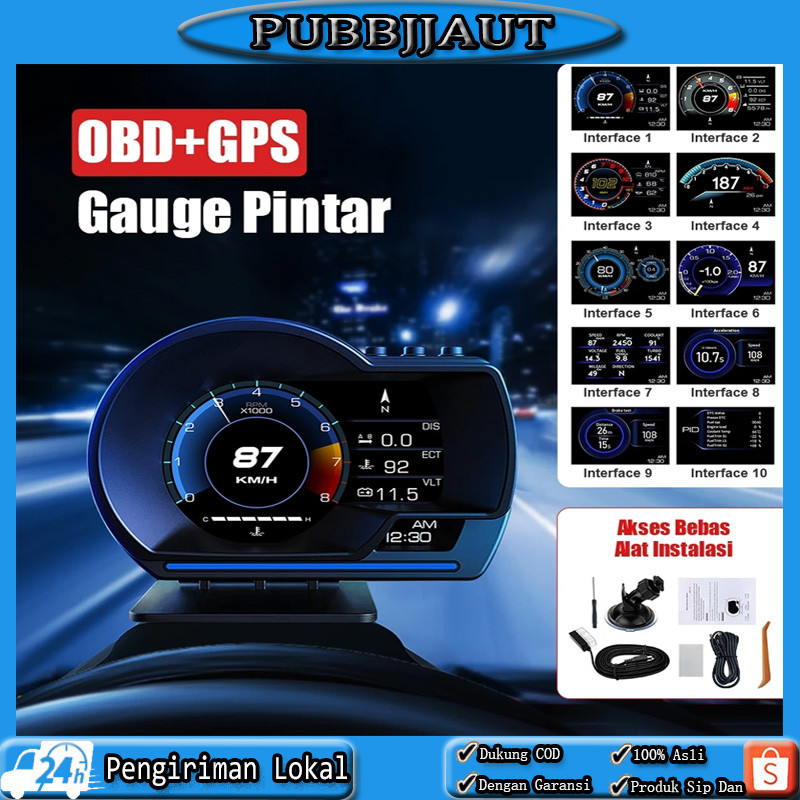 Jual Car Smart Gauge Hud P6 Smart Car Layar Display Hd Obd2+Gps Hud ...