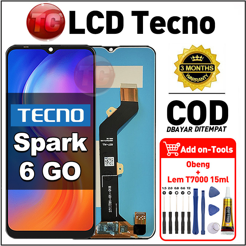Jual LCD Tecno spark 6 go ORI +Obeng tools+Lem T7000 fullset asli original hp Touchscreen ...