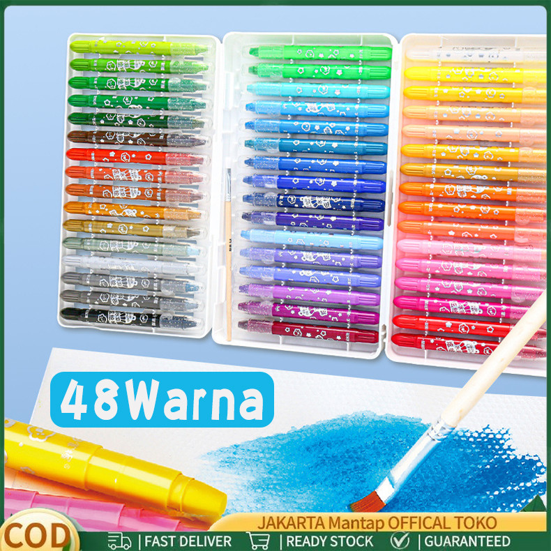 Jual Grasp Crayon Mata Sedang Set 12/24/36/48 Warna Silky Crayon Water ...