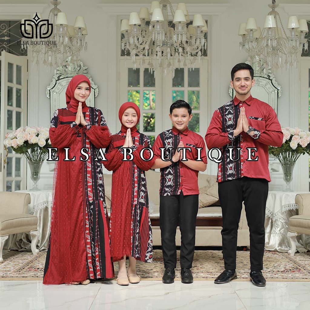 Jual Sarimbit raya tenun troso, raya family maroon tenun, couple tenun ...
