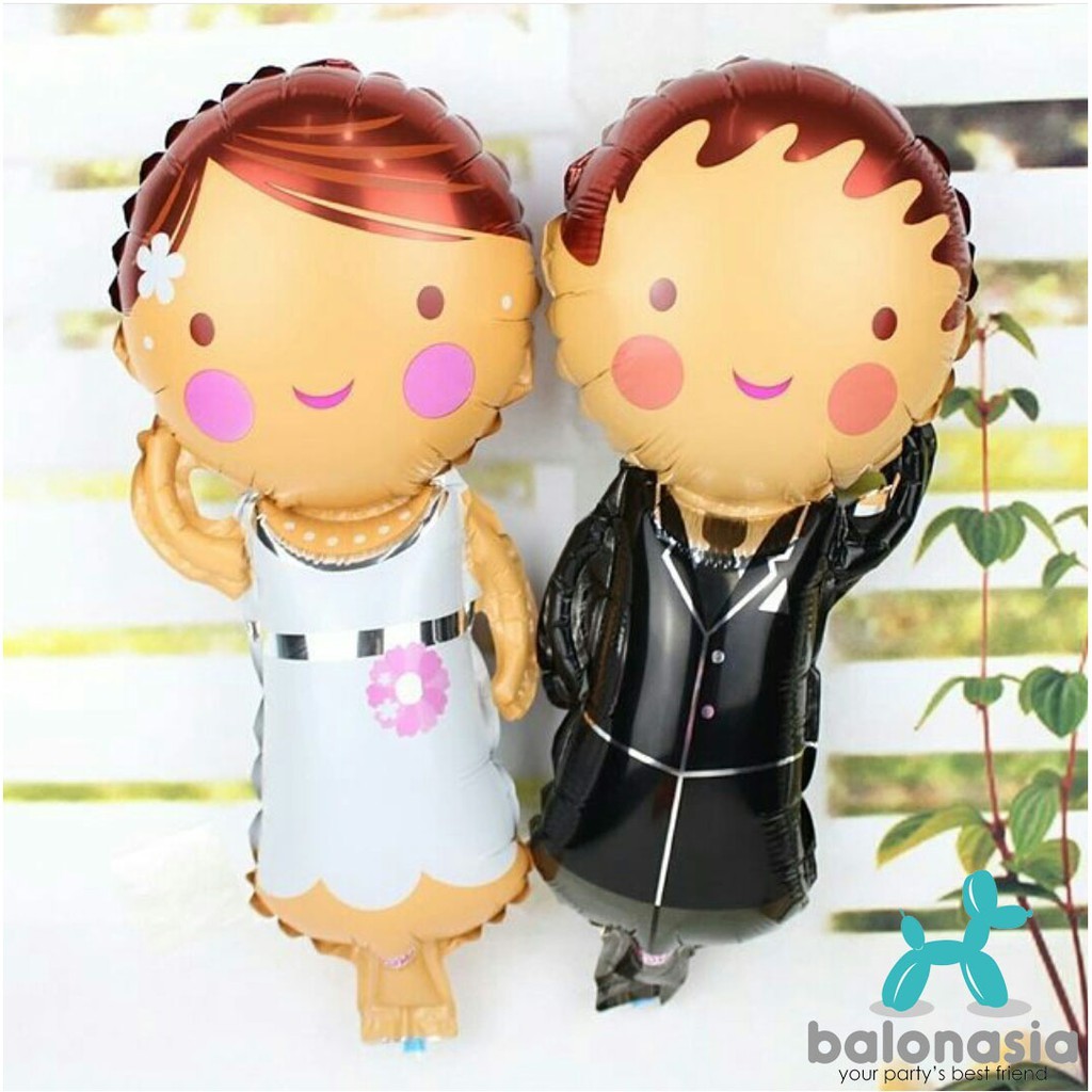 Jual Balon Foil Wedding Orang Balloon Karakter Bride/Groom | Shopee ...